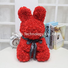 Wholesale Price 40cm height Foam Rose Bunny Artificial Flower Rabbit For Gift  rabbit roses supplier