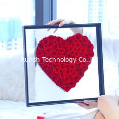 Real rose New Arrival 2021 Real Preserved Roses Heart Shape Acrylic Box Gift For Valentines Day supplier