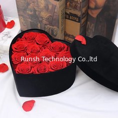 Wholesale Price Velvet Flower Boxes Preserved Roses Heartshape Box Flower Valentine's Day supplier