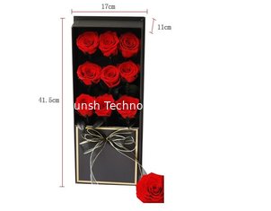 Luxury preserved rose 9pcs 5-6cm long stem long life rose guns flower box gift supplier
