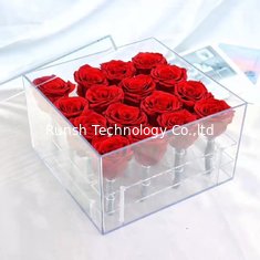 Acrylic flower box with lid customized transparent acrylic box print logo supplier