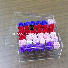 Acrylic flower box with lid customized transparent acrylic box print logo supplier