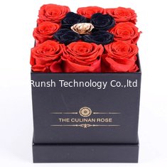 Wholesale Business Preserved eternal roses Square Boxes 9pcs Roses Inside Black Boxes Flower supplier