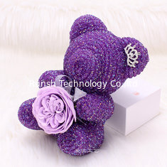 New Style 25cm Roses Bear Diamond Bear Decorated With Crown Include Gift Boxes supplier